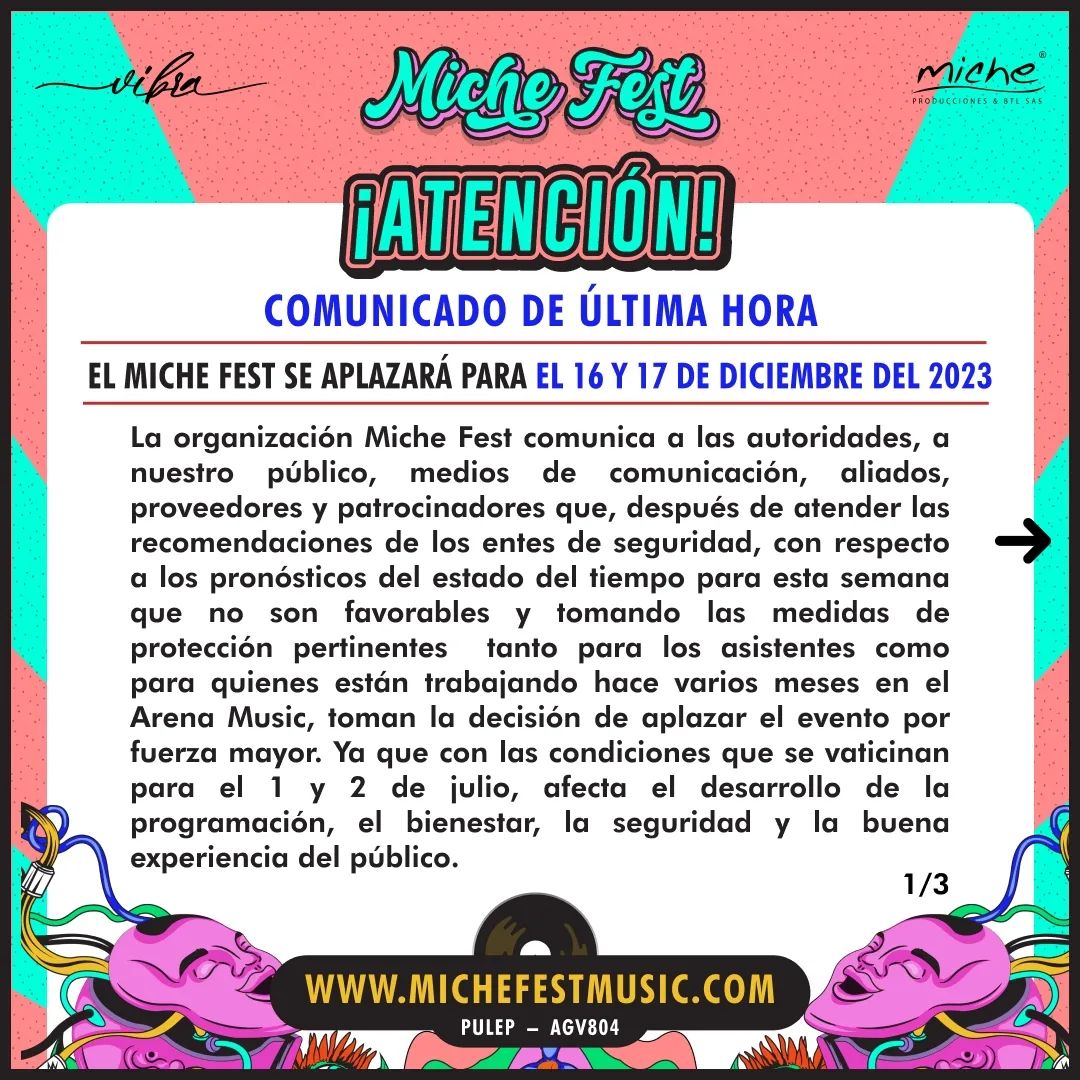 El Miche Fest se aplazó hasta el 16 de diciembre – Noticias Coopercom